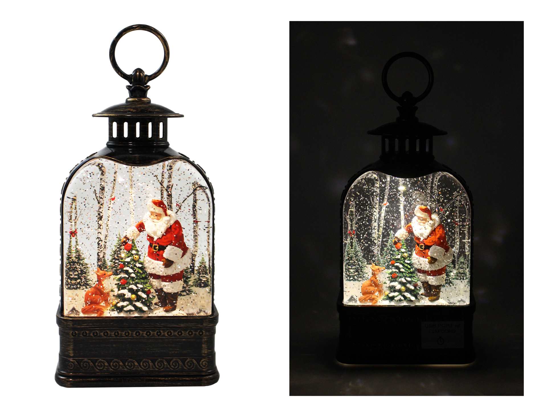 Santa & Fox Snowglobe Lantern – Redefined Finds